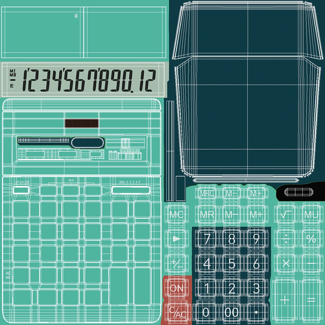 3D teal calculator generic model - TurboSquid 1467736
