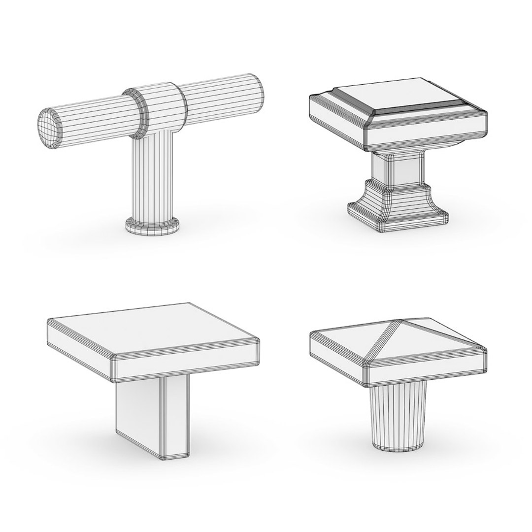 3D set knobs handles cup model - TurboSquid 1420420