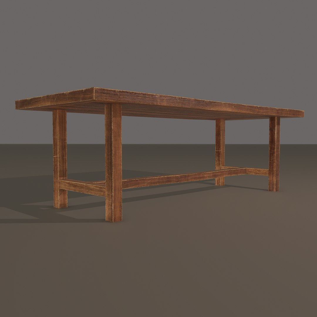 Long Wood Table 3D Model - TurboSquid 1435977