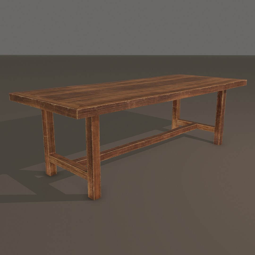 Long Wood Table 3D Model - TurboSquid 1435977