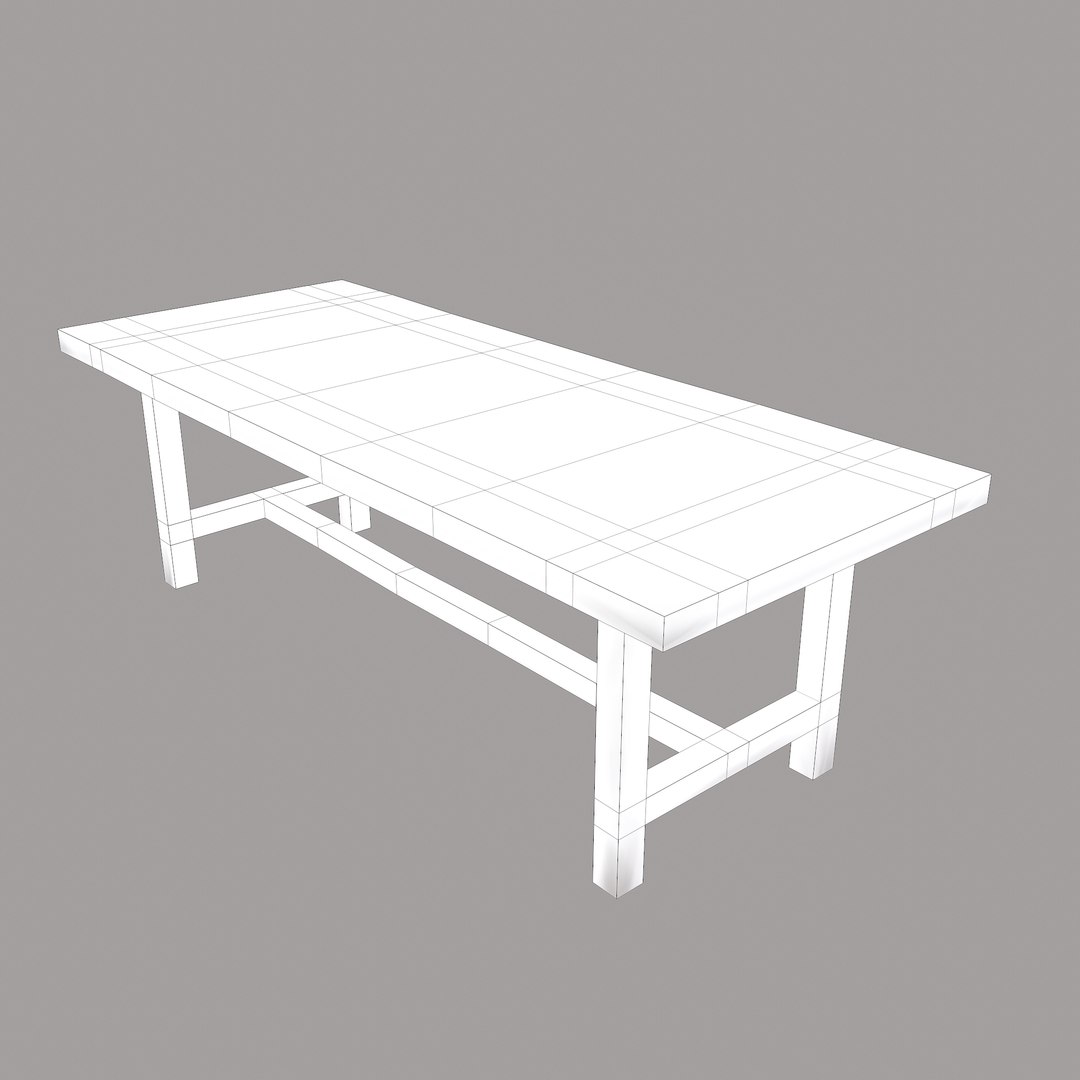 Long Wood Table 3D Model - TurboSquid 1435977