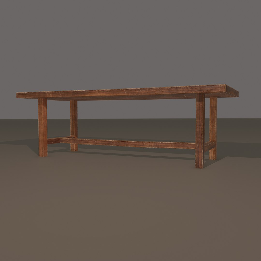 Long Wood Table 3D Model - TurboSquid 1435977