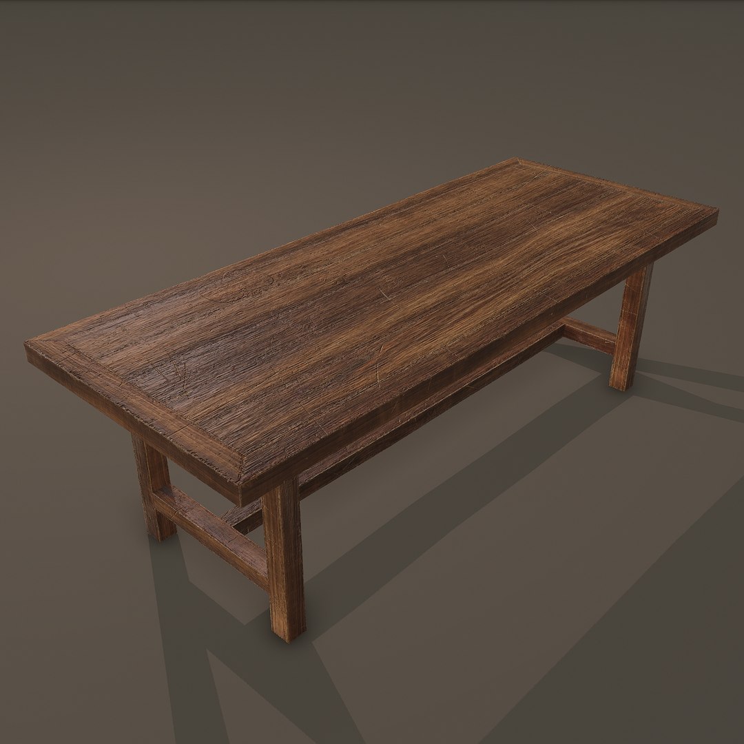 Long Wood Table 3D Model - TurboSquid 1435977