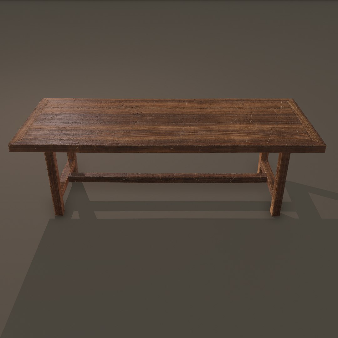 Long Wood Table 3D Model - TurboSquid 1435977