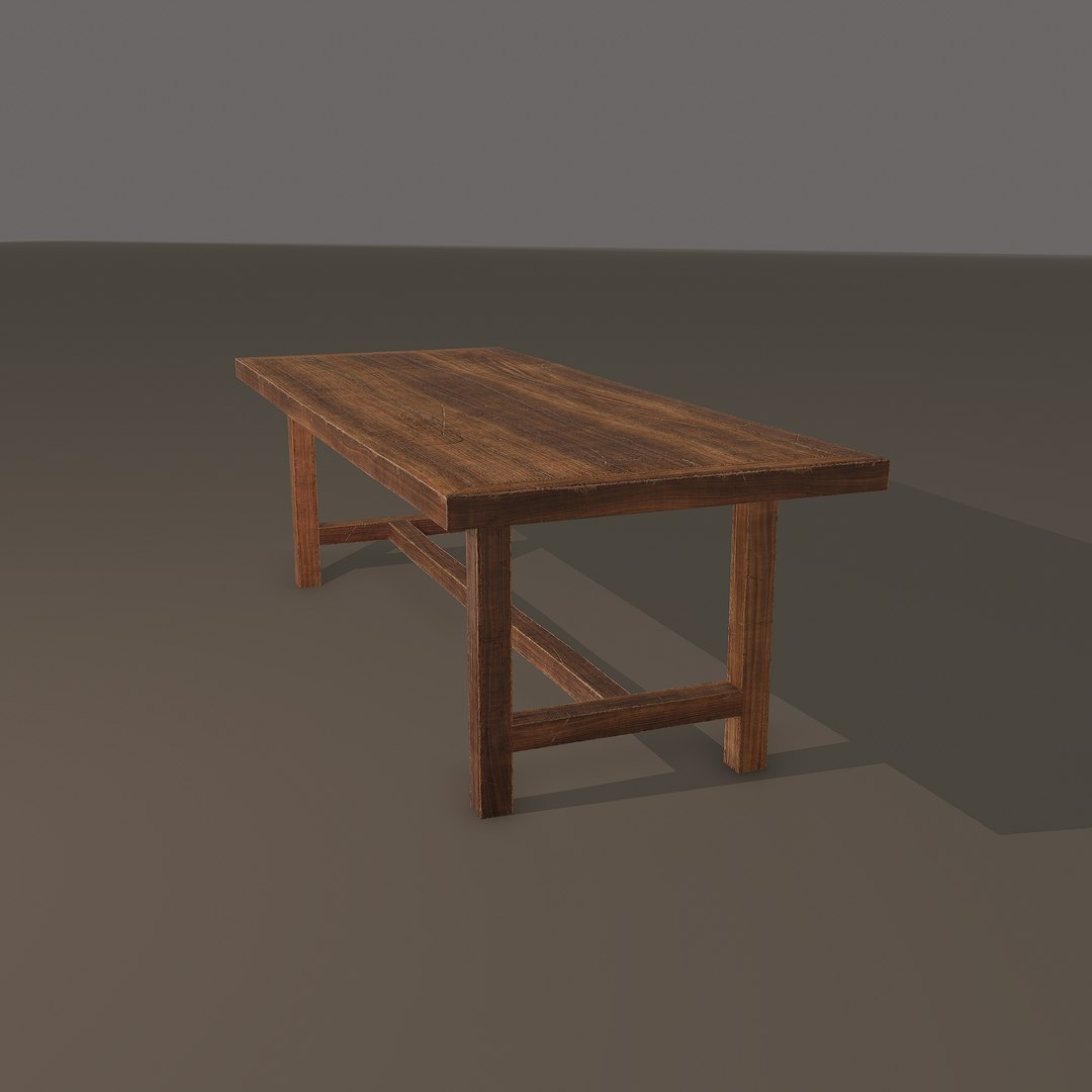 Long Wood Table 3D Model - TurboSquid 1435977