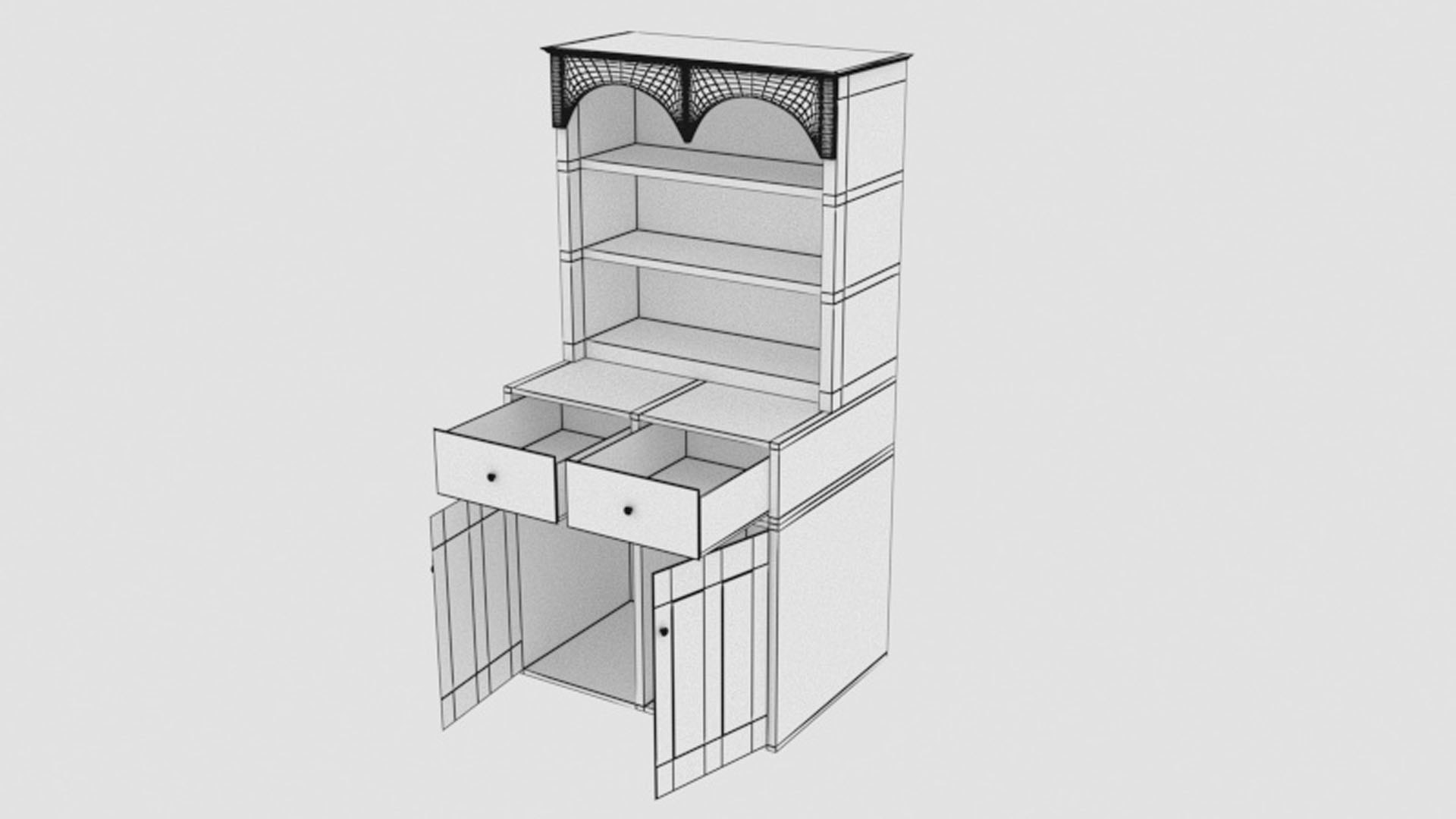 Wooden drawer with shelf 3D - TurboSquid 2101134