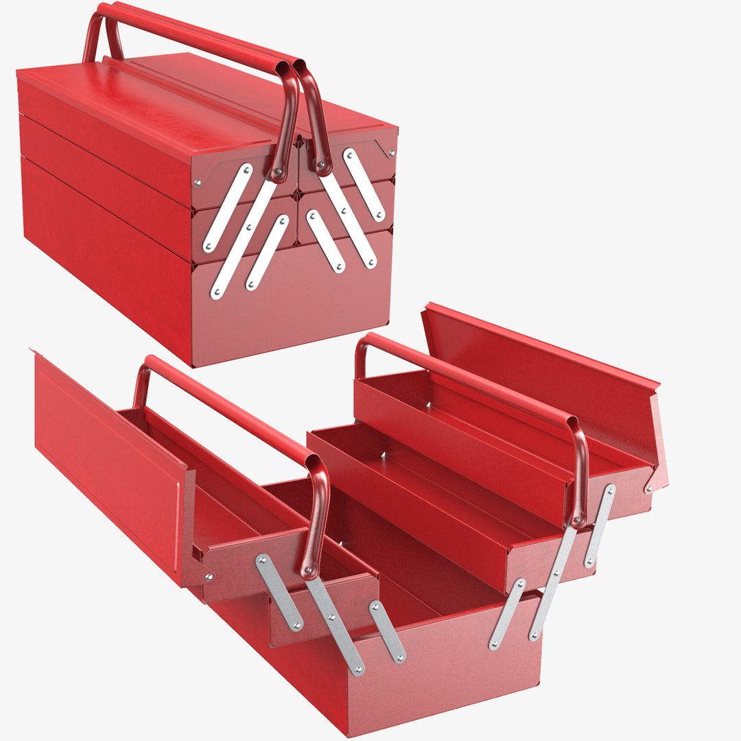 3D Detailed Red Toolbox Opened And Closed model - TurboSquid 2150351