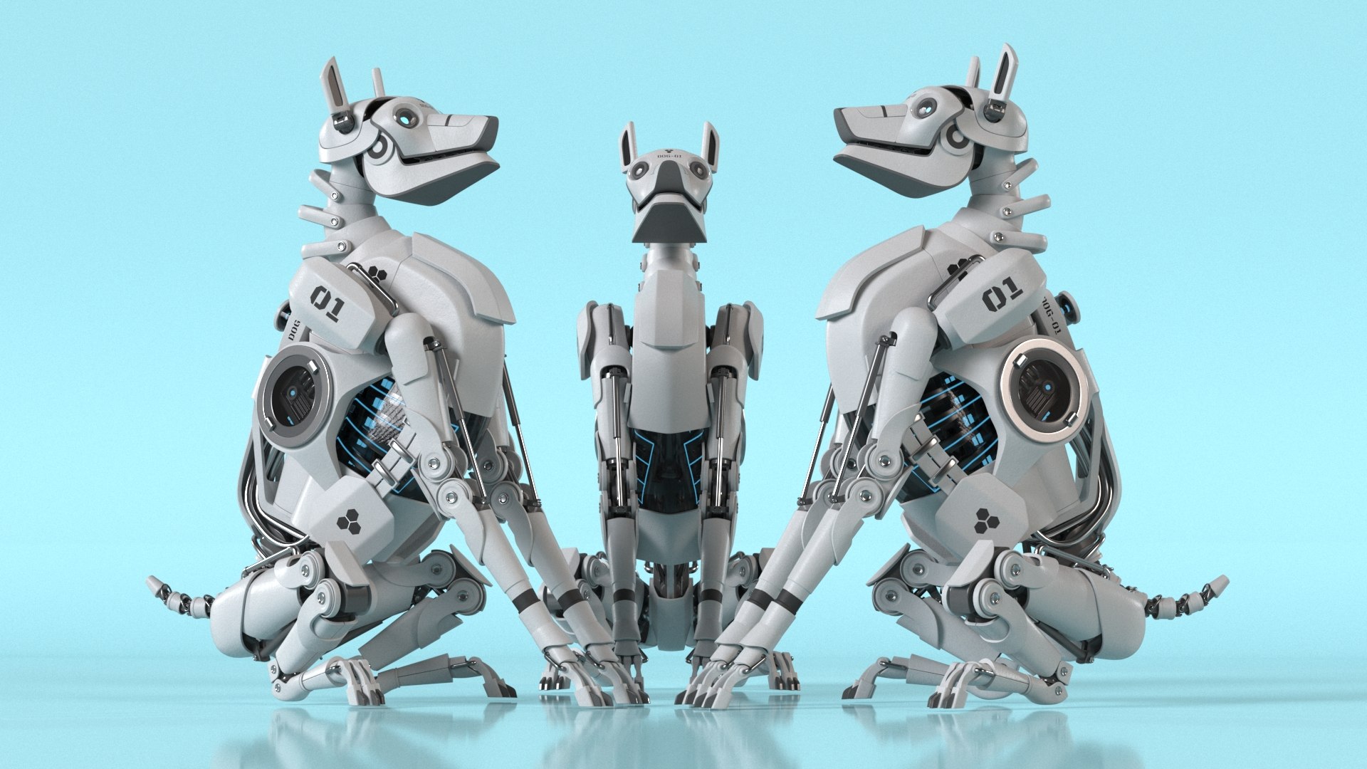Sitting Futuristic Robotic Dog White 3D Model - TurboSquid 2265768