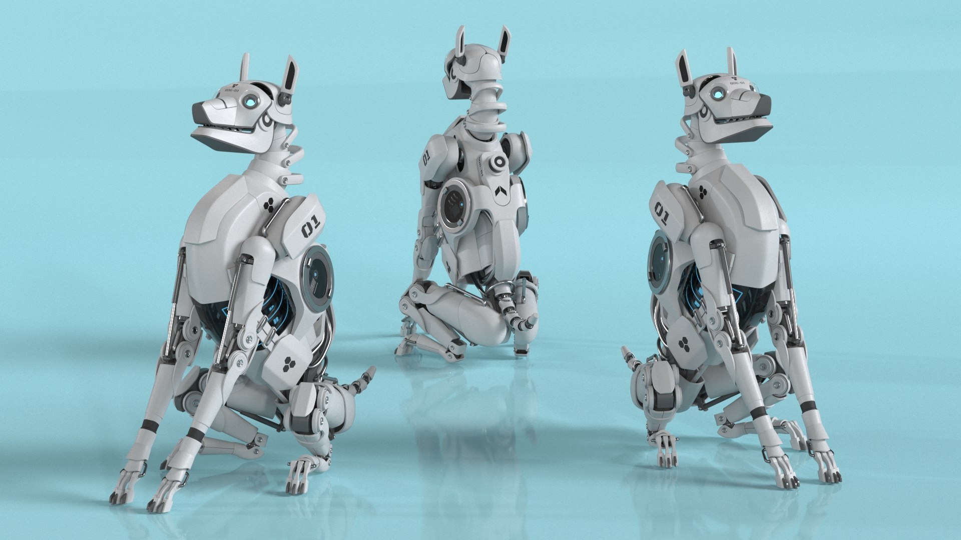 Sitting Futuristic Robotic Dog White 3D Model - TurboSquid 2265768