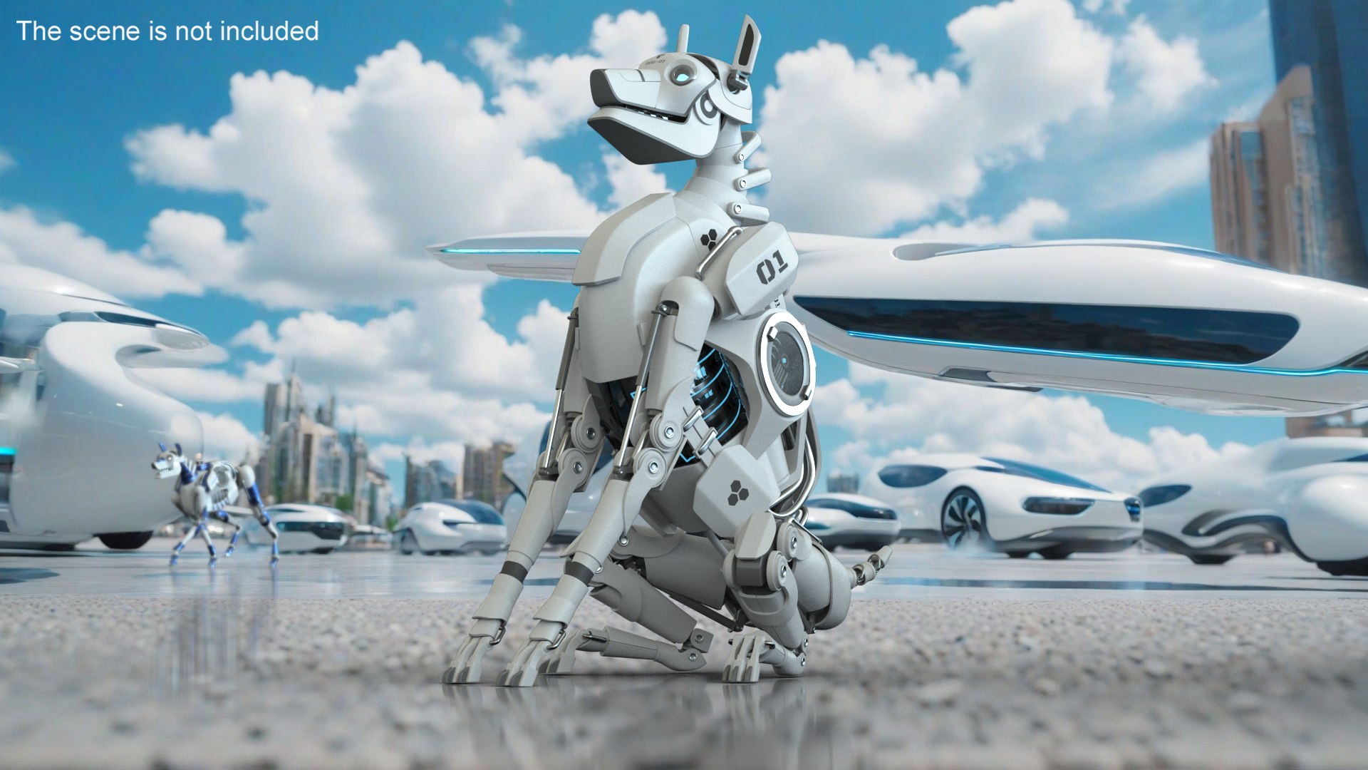 Sitting Futuristic Robotic Dog White 3D Model - TurboSquid 2265768