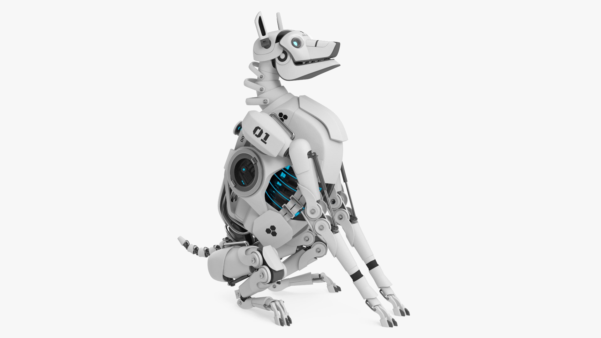 Sitting Futuristic Robotic Dog White 3D Model - TurboSquid 2265768