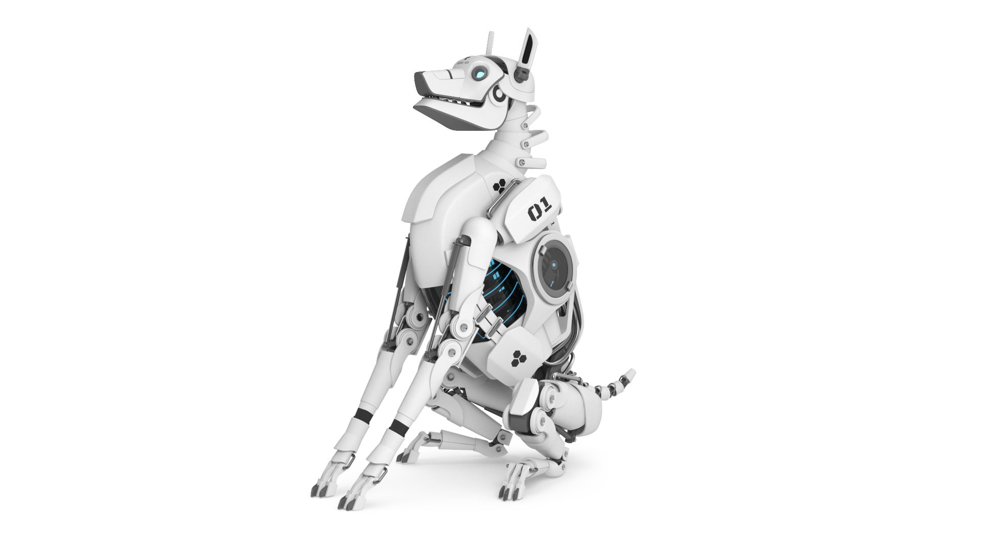 Sitting Futuristic Robotic Dog White 3D Model - TurboSquid 2265768