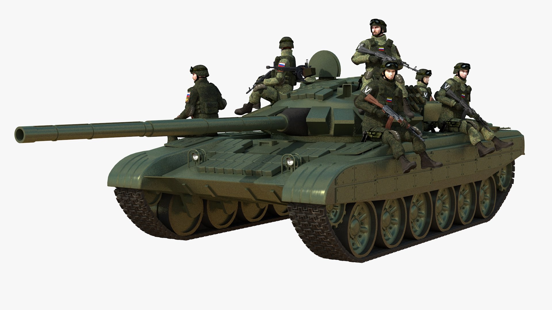 Russian T-72 Tank With Soldiers 3D Model - TurboSquid 2415085