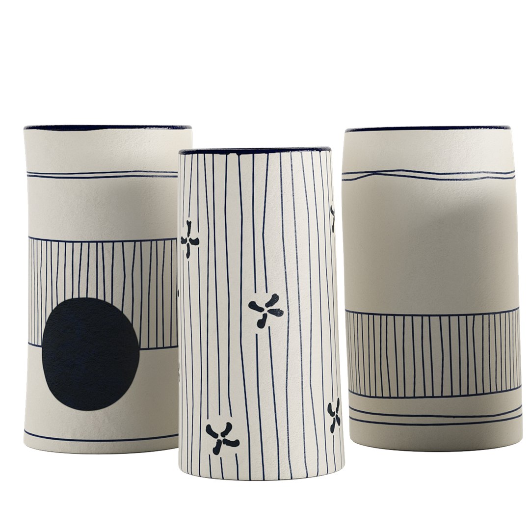 Handmade Decorated Indigo Ceramic Vase 2 3D model - TurboSquid 2149759