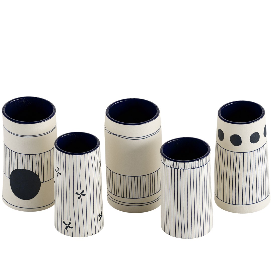 Handmade Decorated Indigo Ceramic Vase 2 3D model - TurboSquid 2149759