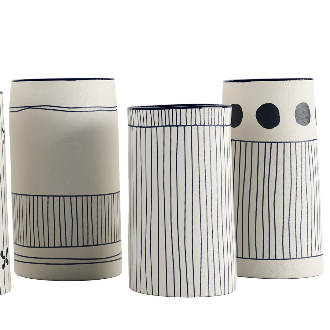 Handmade Decorated Indigo Ceramic Vase 2 3D model - TurboSquid 2149759