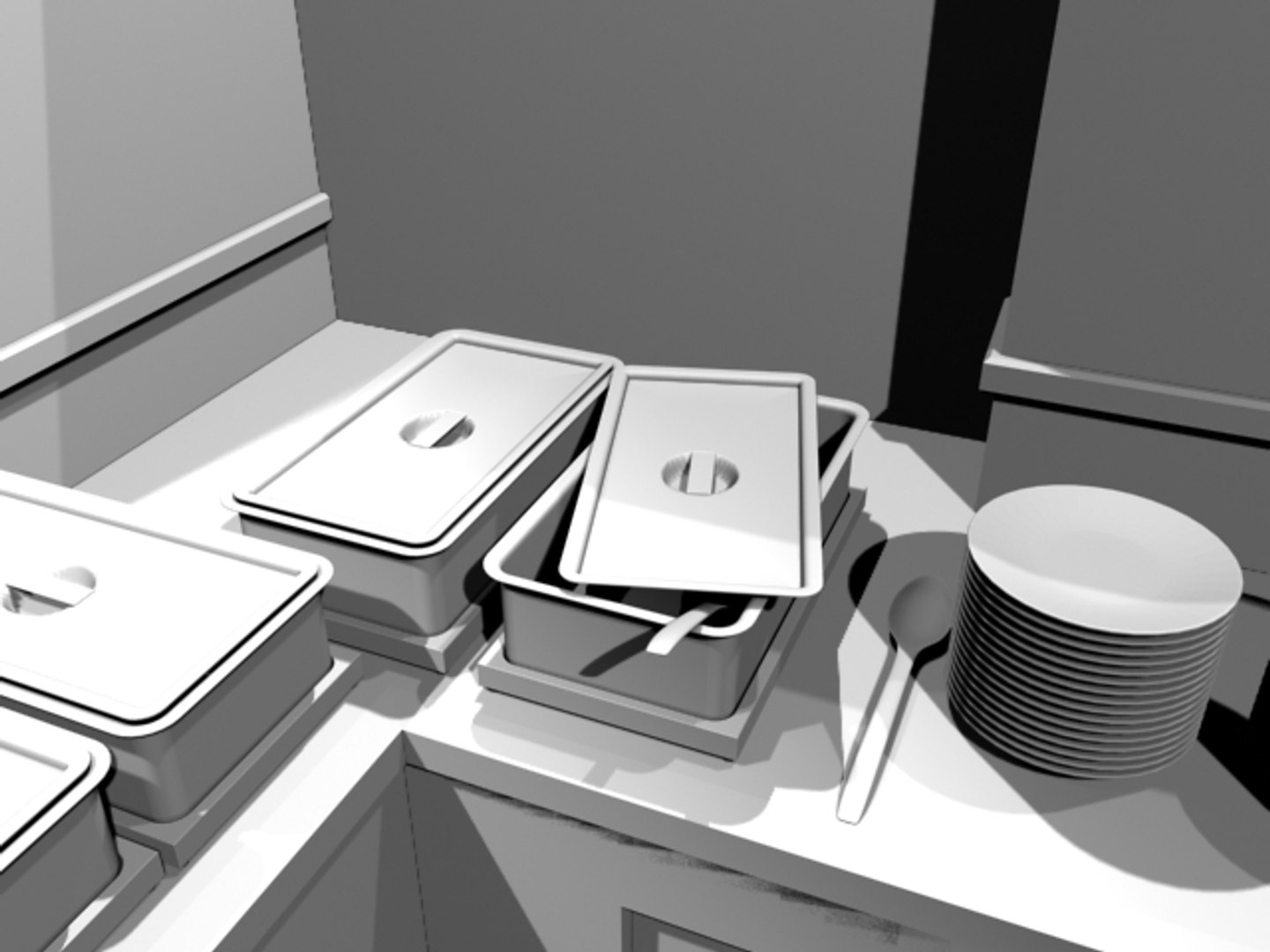 3d Model Buffet Scene