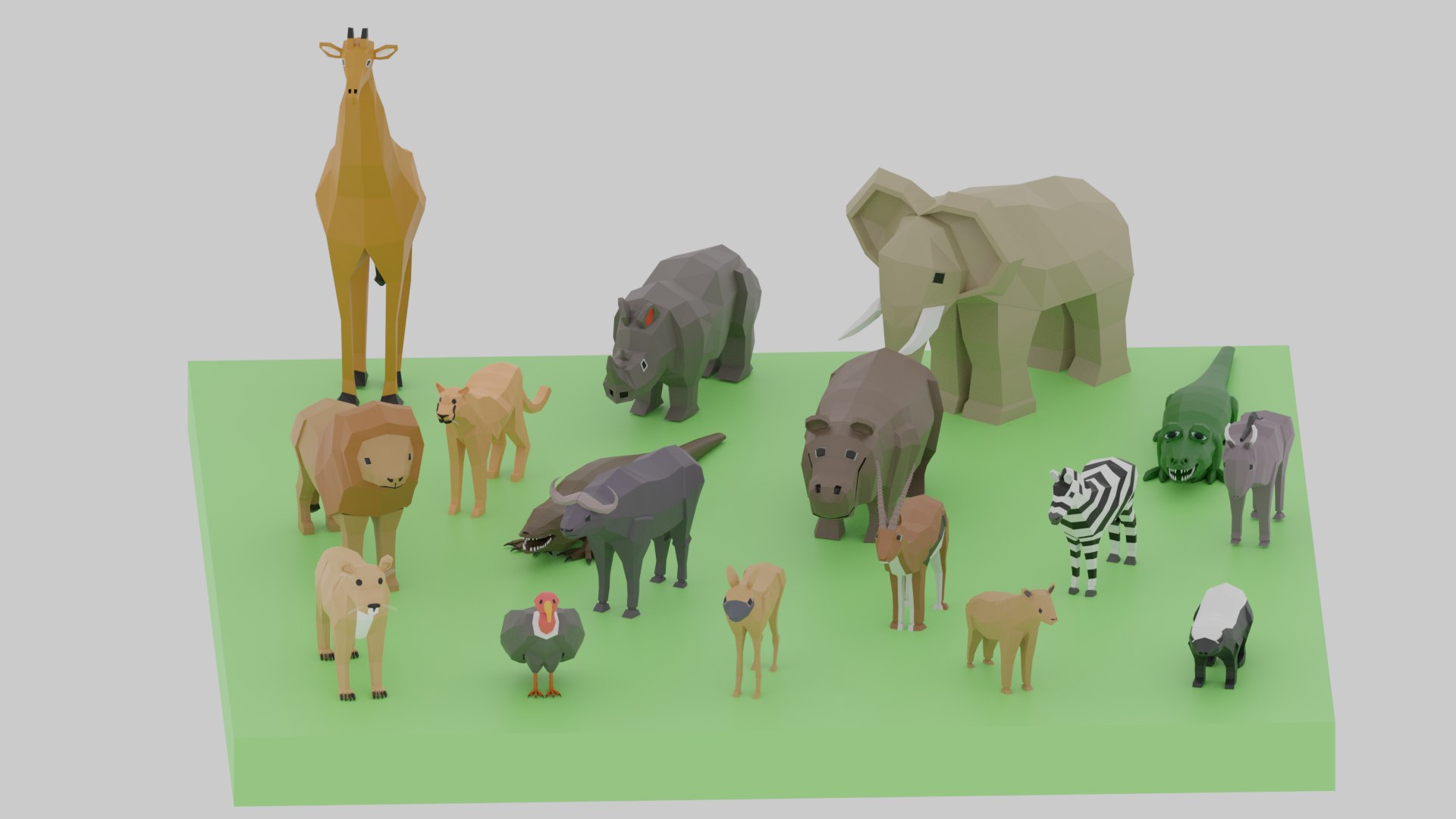 3D Cartoon LowPoly African Animals Collection Model - TurboSquid 2172277