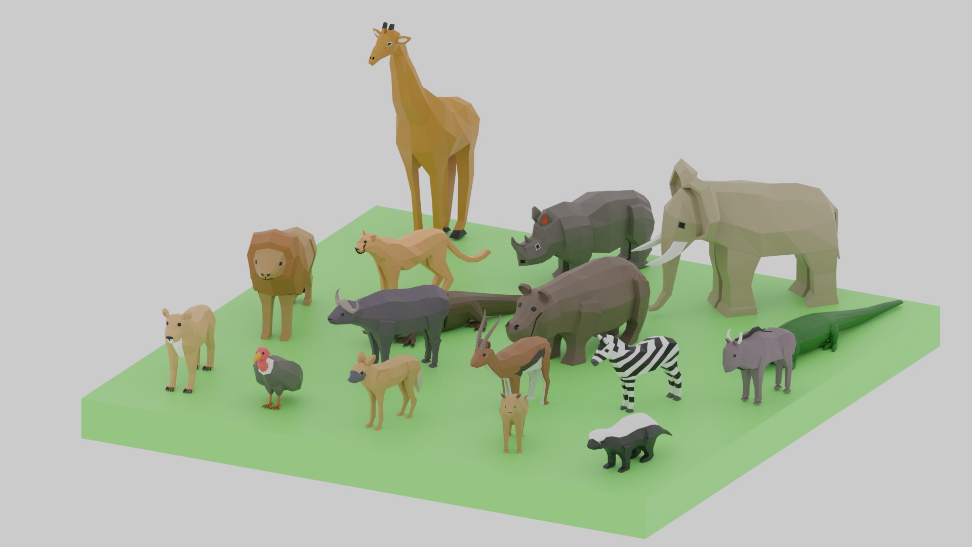 3D Cartoon LowPoly African Animals Collection Model - TurboSquid 2172277