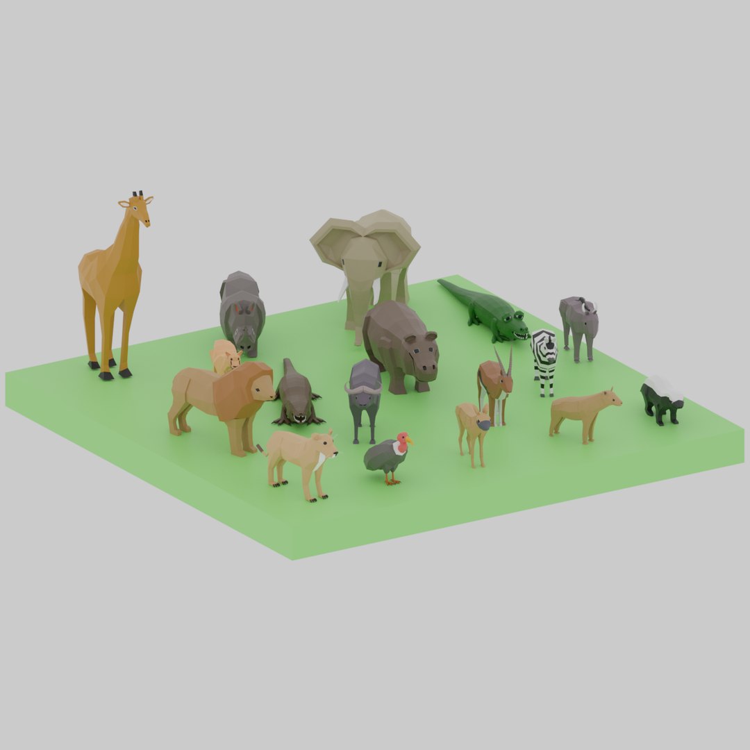 3D Cartoon LowPoly African Animals Collection Model - TurboSquid 2172277