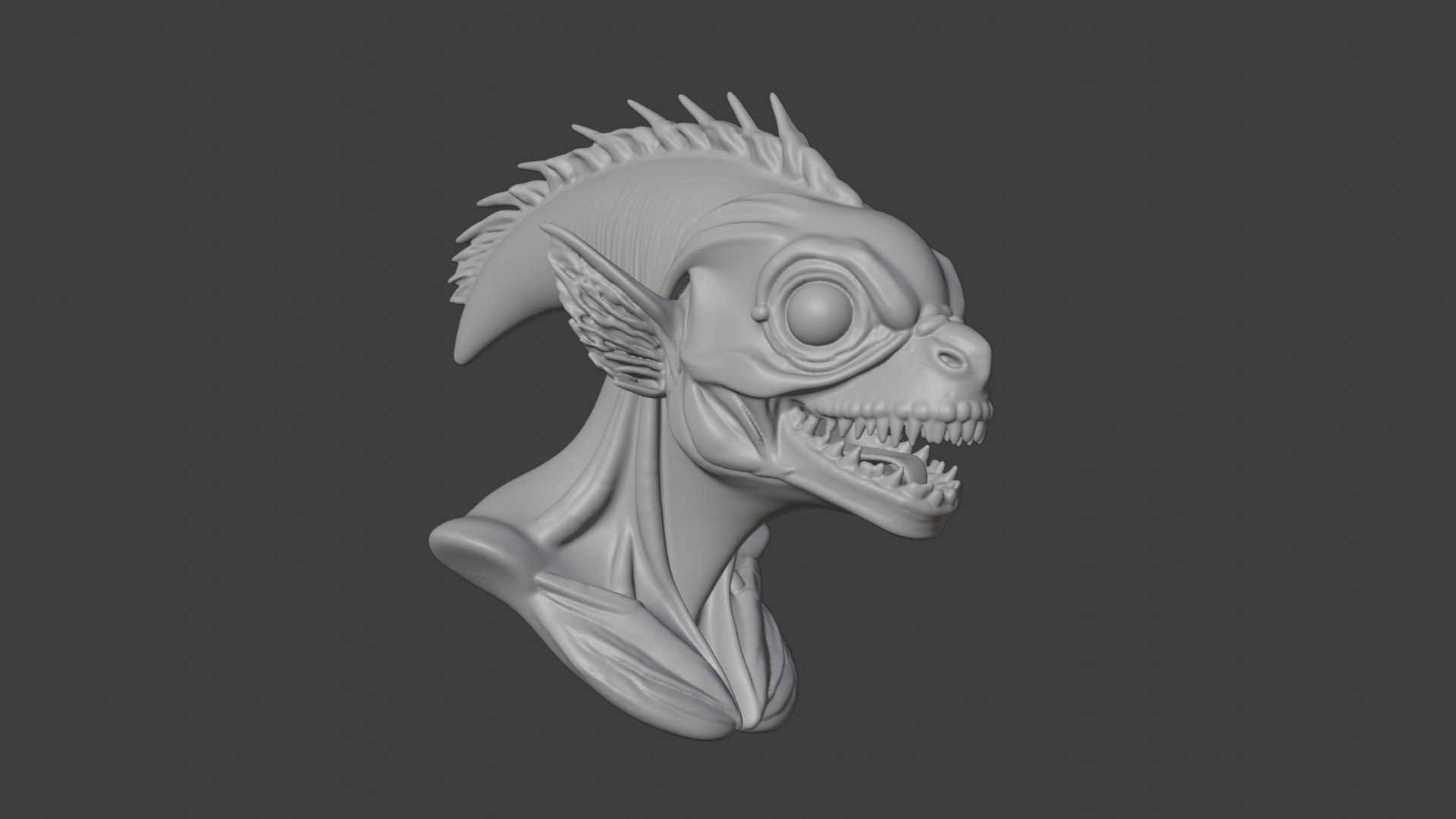 Alien Fish Head Bust 3D STL Printable - 3D Model STL 3D Model ...