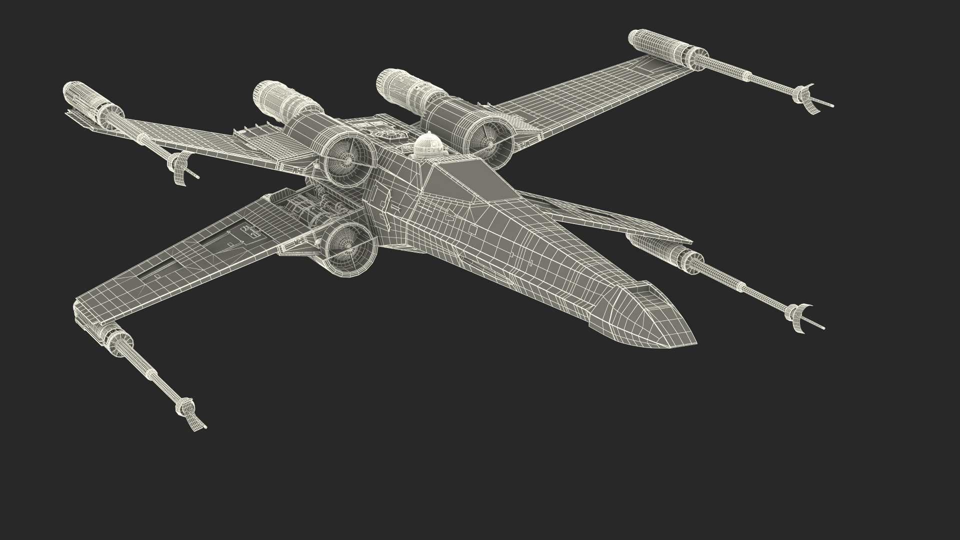 3D Model Space Fighter X-Wing Starship With R2-D2 Rigged For Maya ...