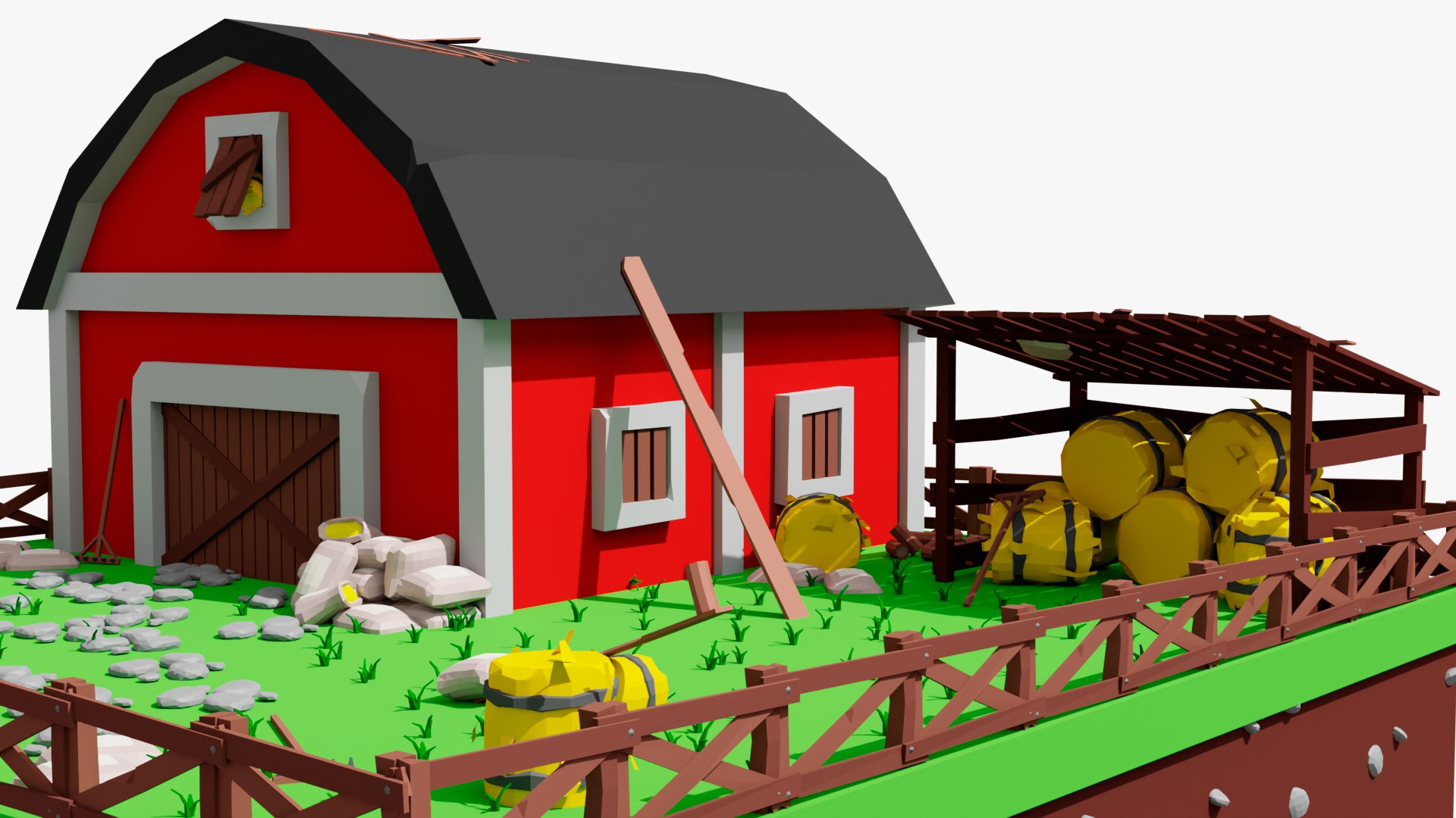 3D Lowpoly Barn Diorama Model - TurboSquid 1849264