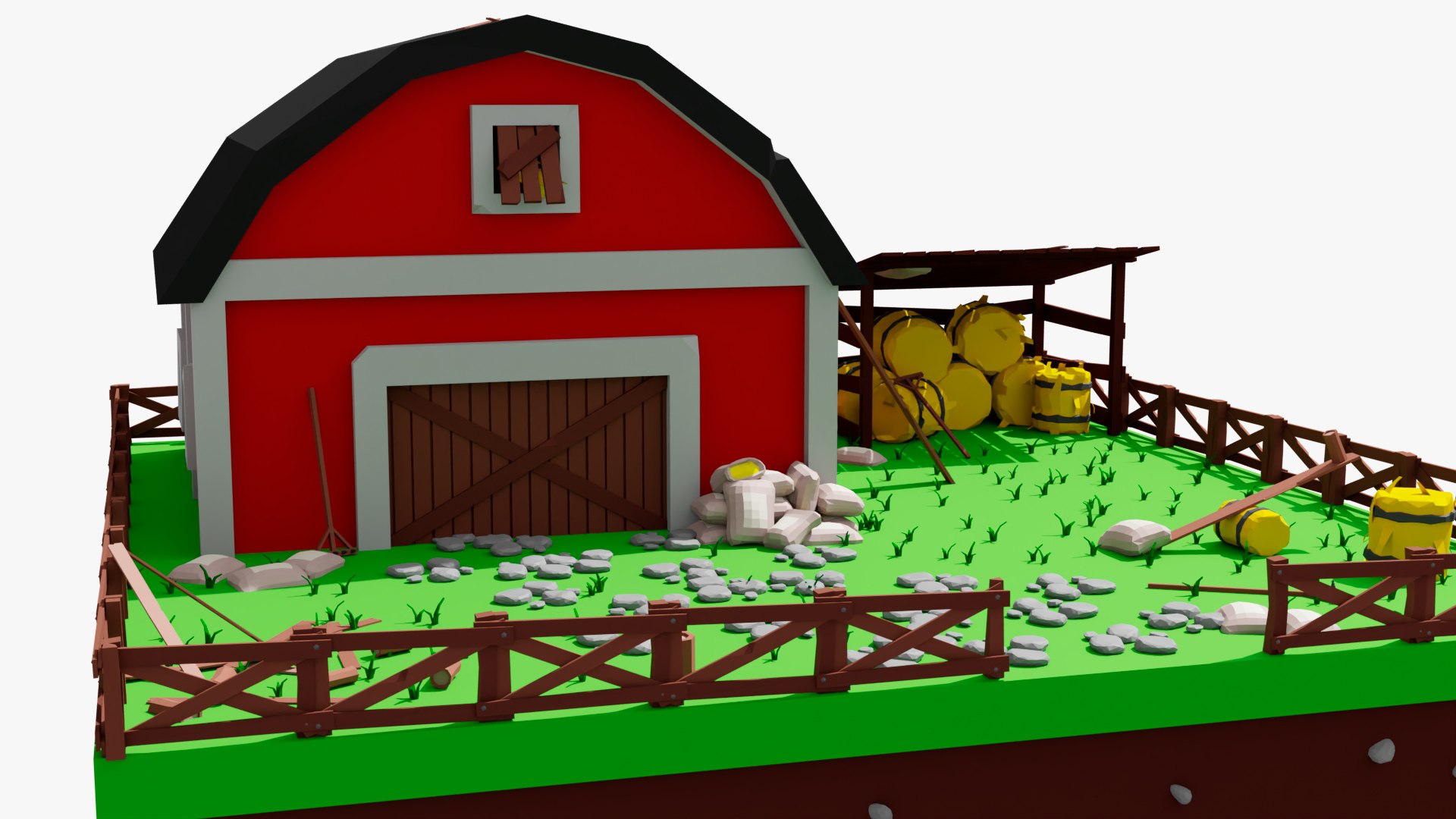 3D Lowpoly Barn Diorama Model - TurboSquid 1849264
