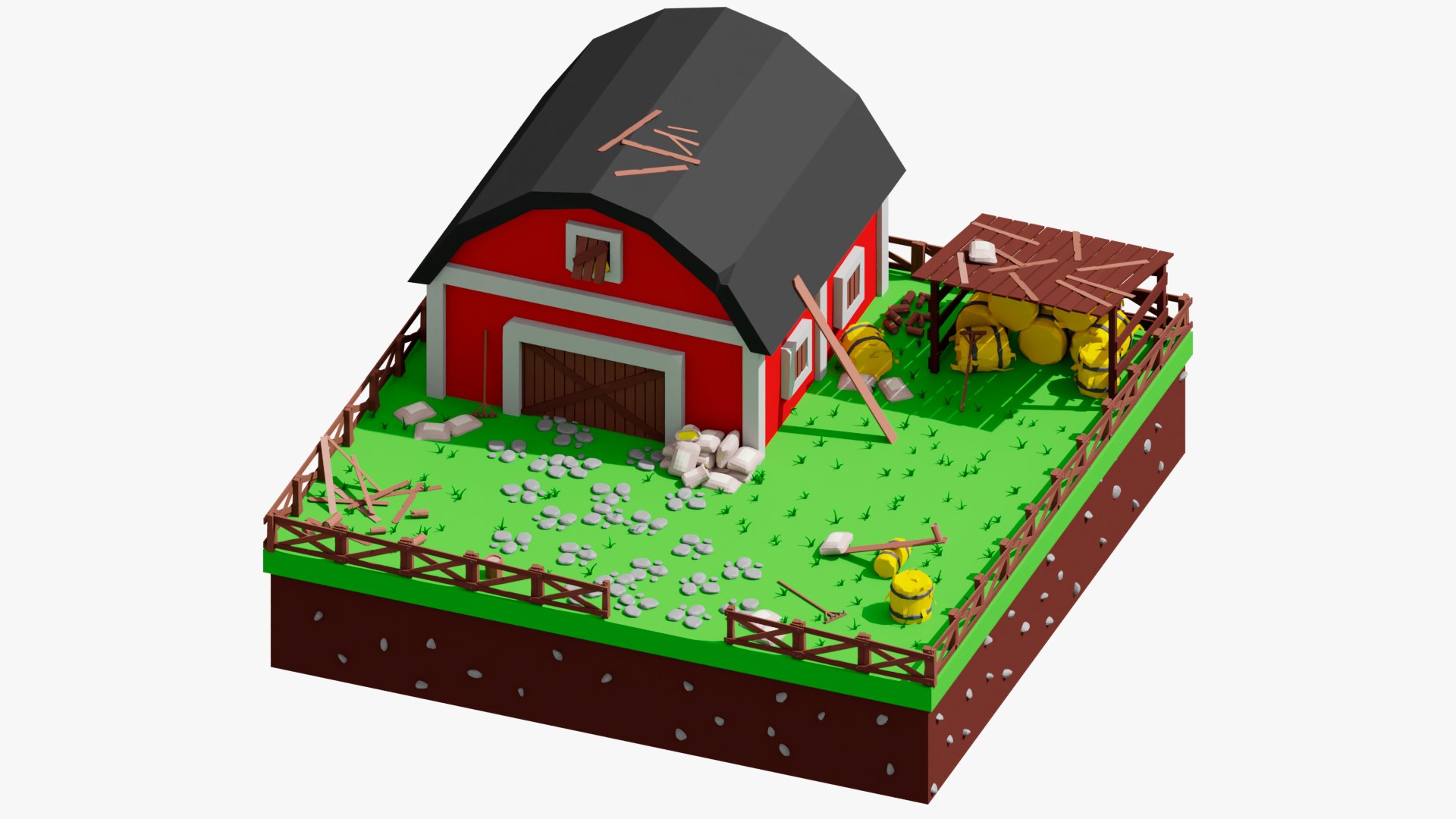 3D Lowpoly Barn Diorama Model - TurboSquid 1849264