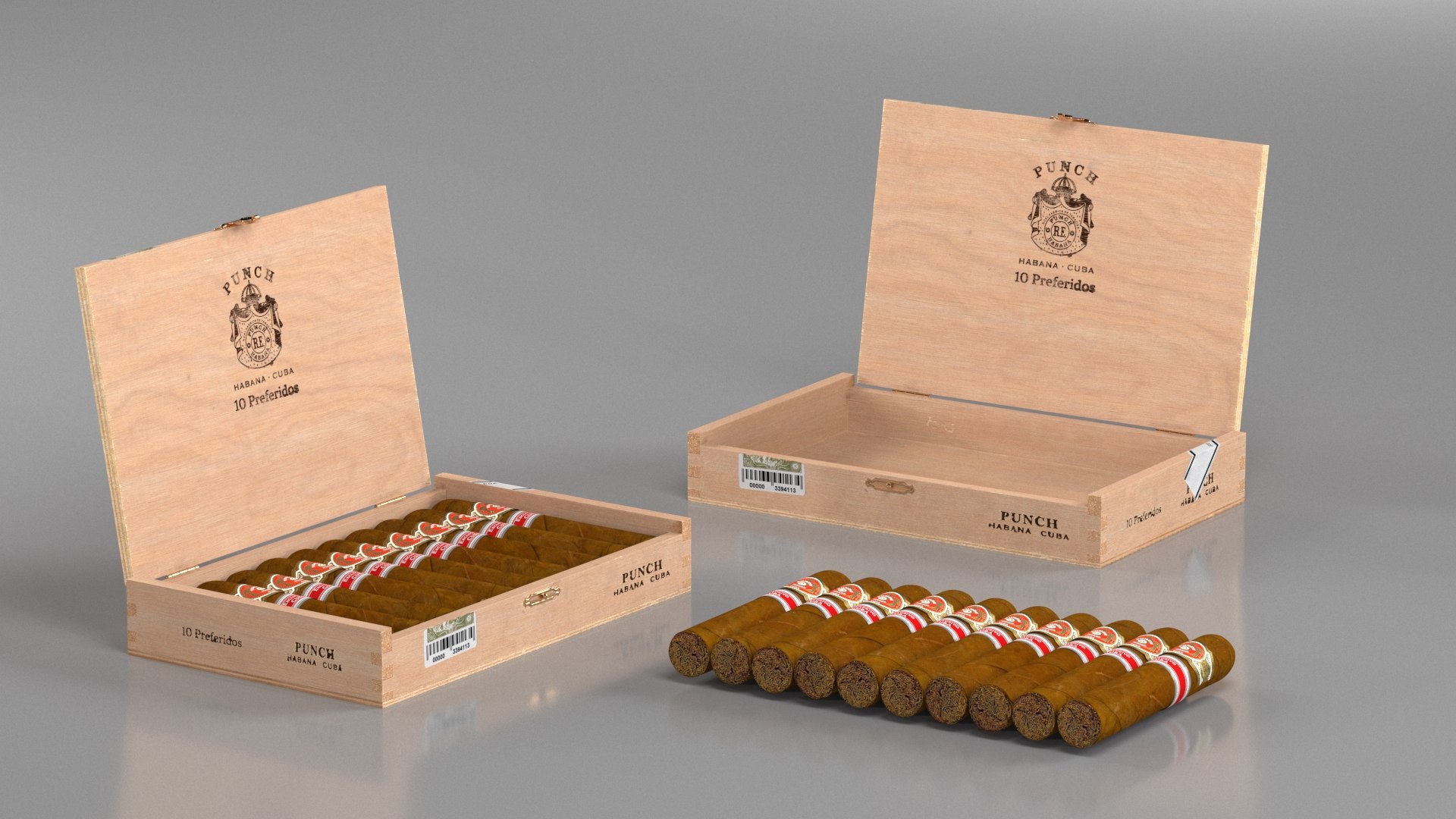 3D Model Cuban Cigars Box Punch Short Open - TurboSquid 2273189