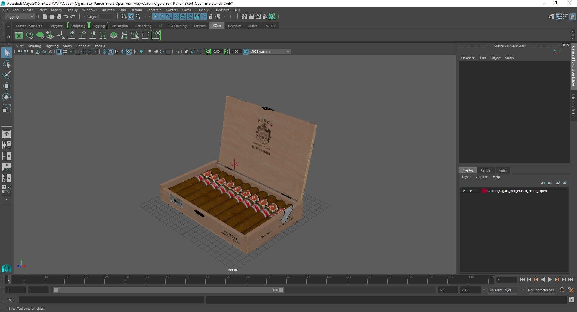 3D Model Cuban Cigars Box Punch Short Open - TurboSquid 2273189