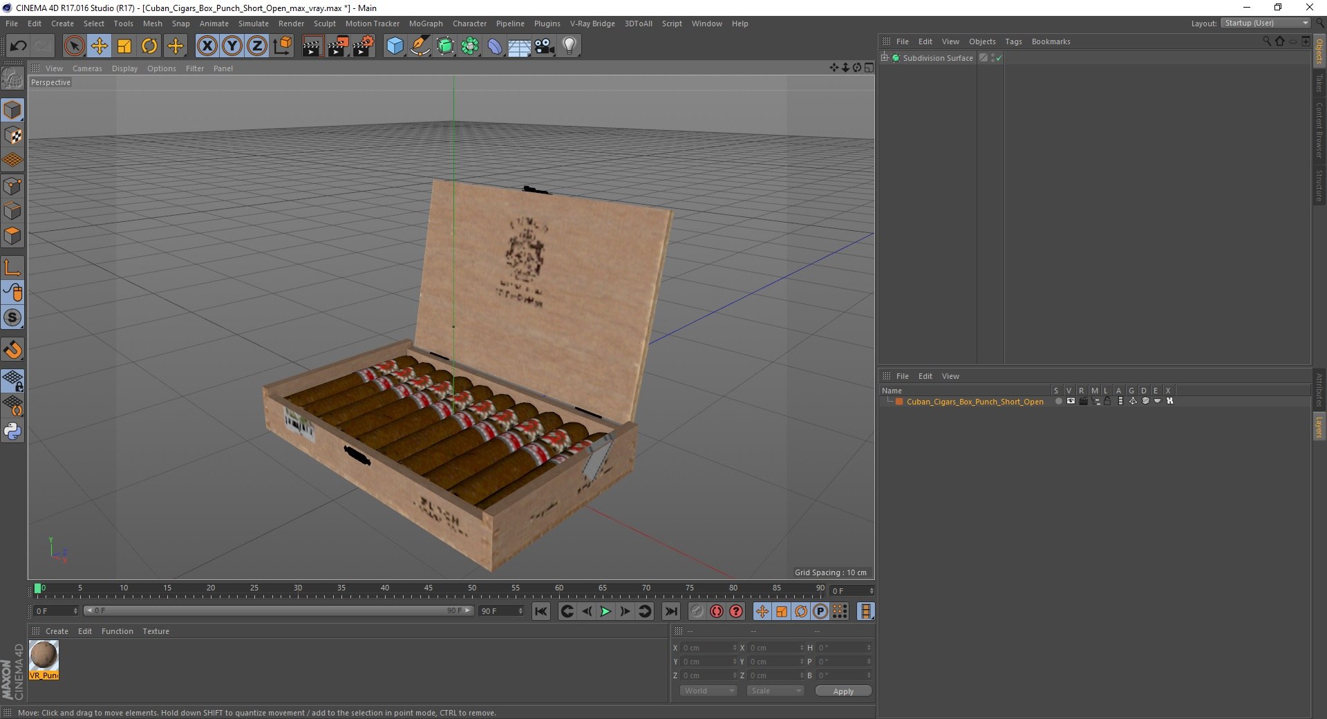 3D Model Cuban Cigars Box Punch Short Open - TurboSquid 2273189
