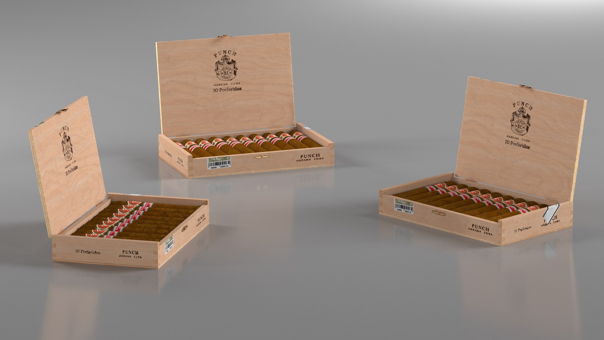 3D Model Cuban Cigars Box Punch Short Open - TurboSquid 2273189