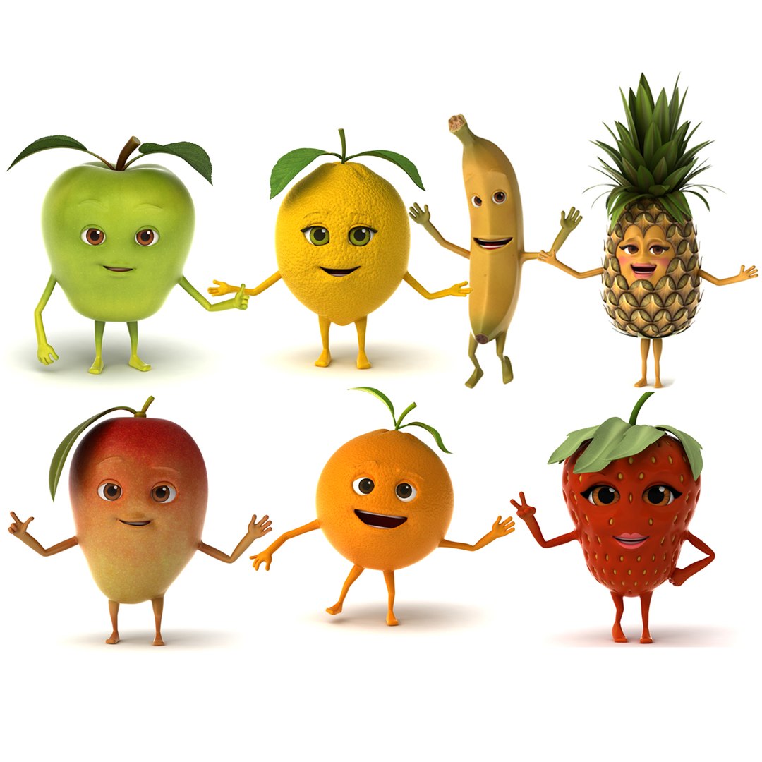 3d Model Of Dugm07 Fruits Rigged Cartoon