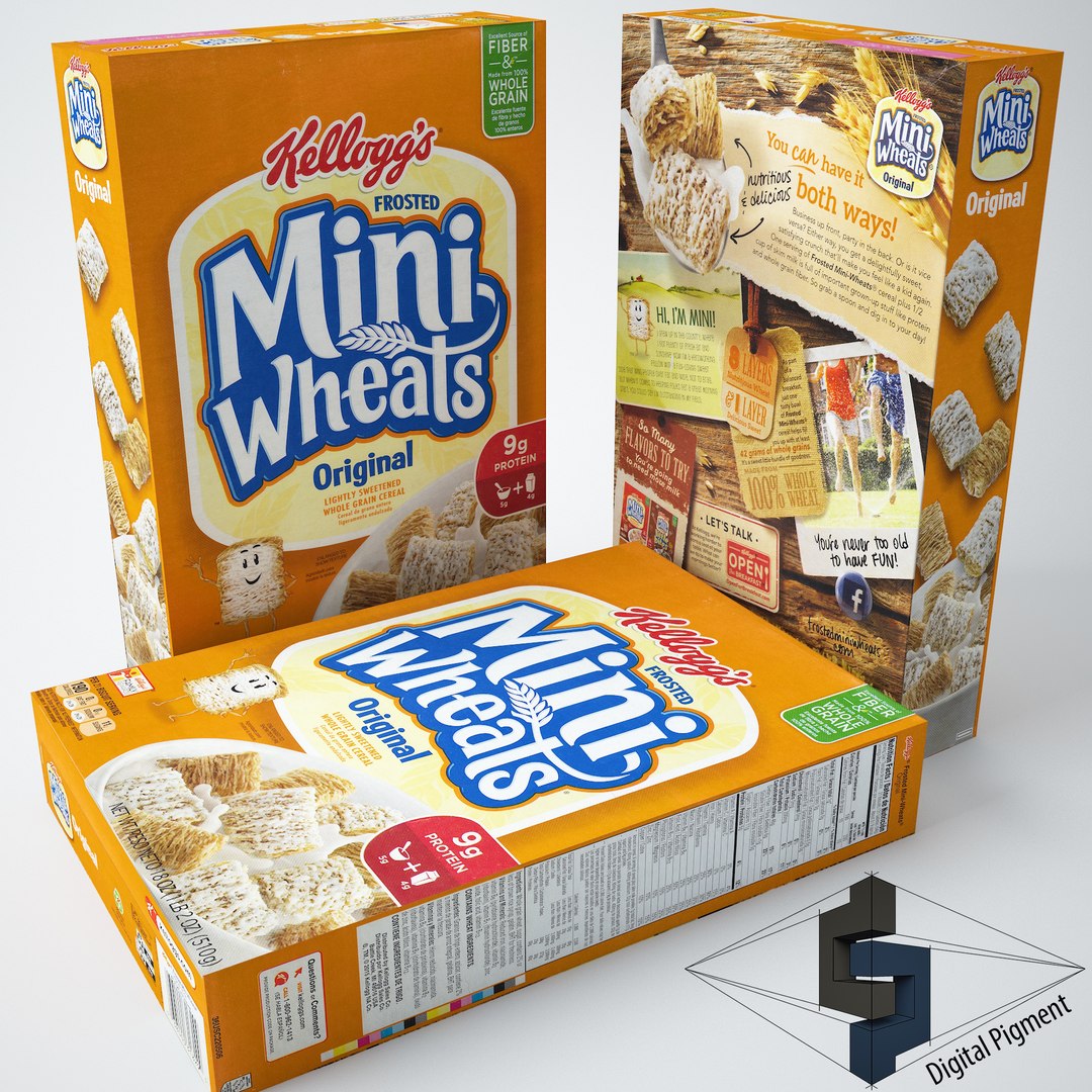 3d Model Mini Wheats Original Cereal Box
