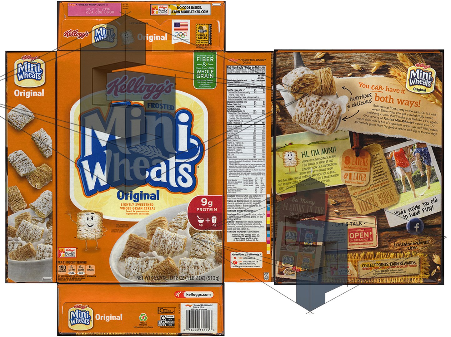 3d Model Mini Wheats Original Cereal Box