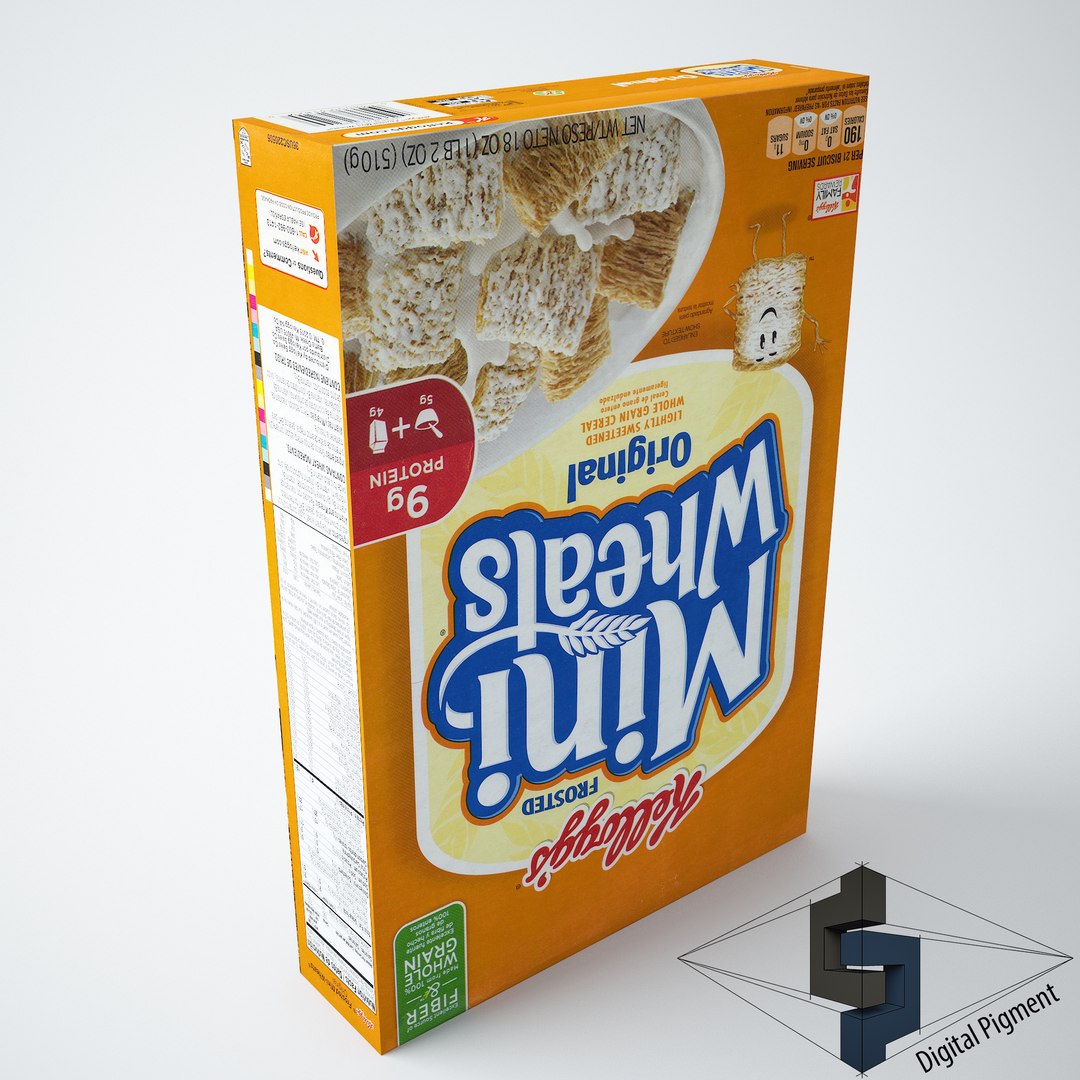 3d Model Mini Wheats Original Cereal Box