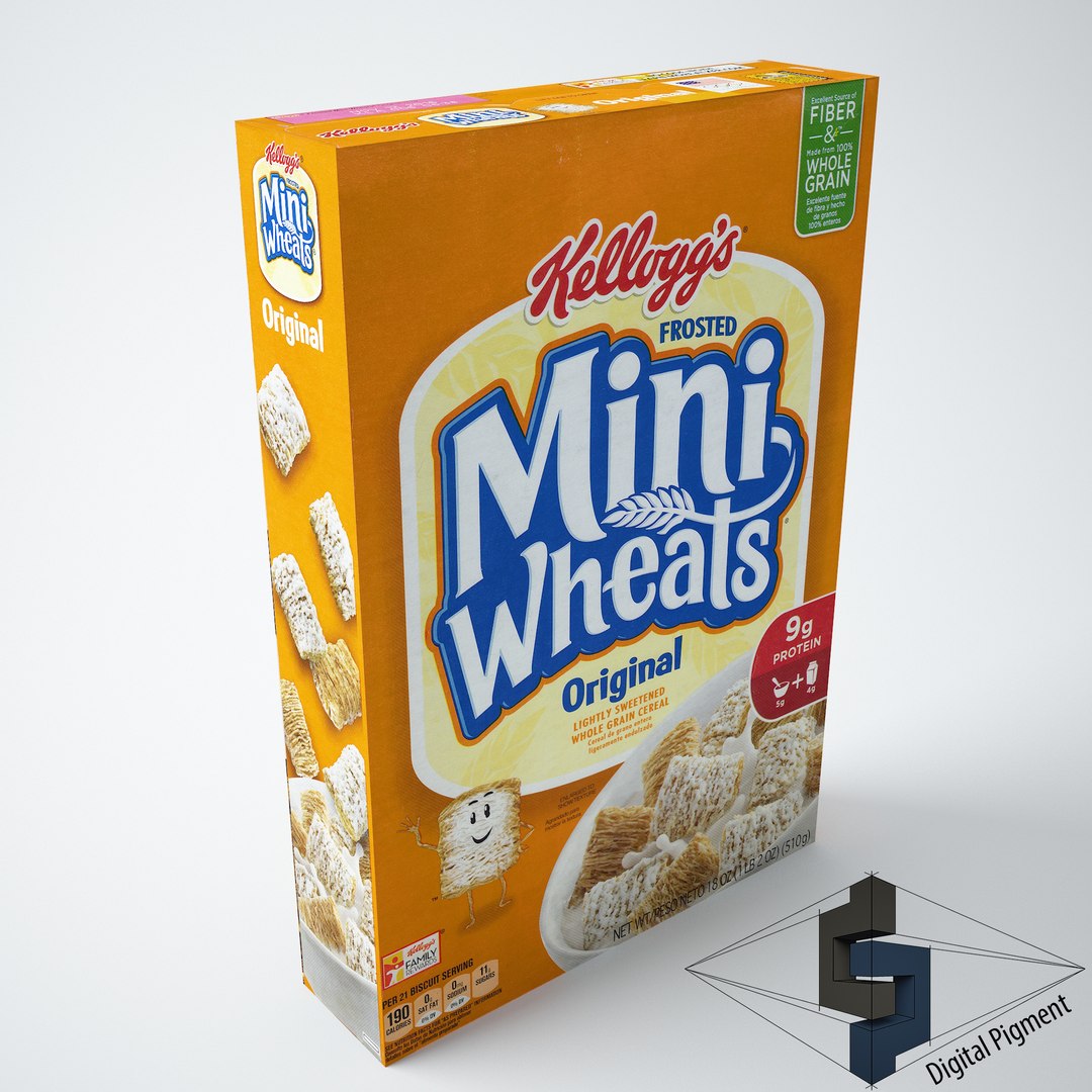 3d Model Mini Wheats Original Cereal Box