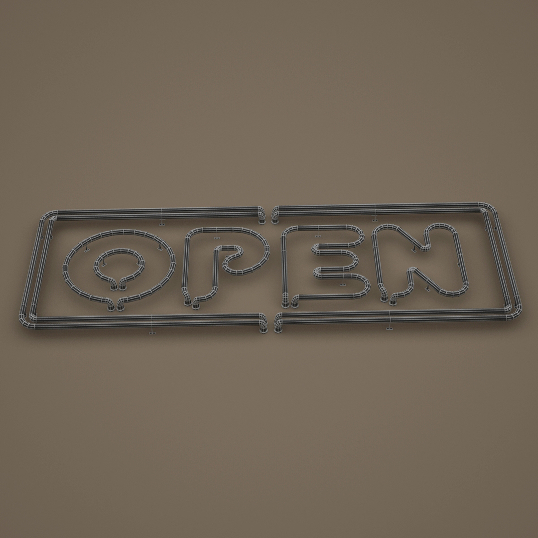 3d Open Sign Neon Model