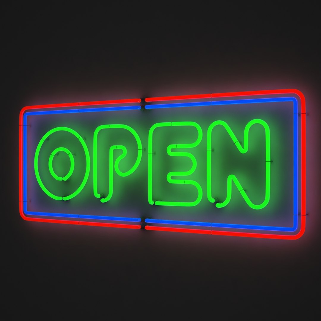 3d Open Sign Neon Model
