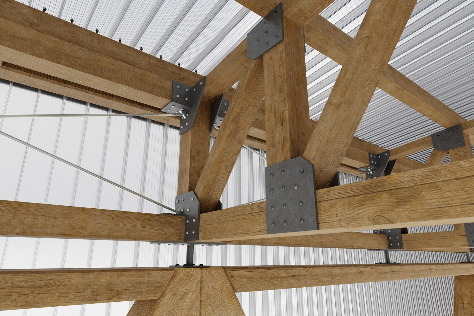 3D Industrial Wooden Truss Hall - Calculated 3D Model - TurboSquid 2147130