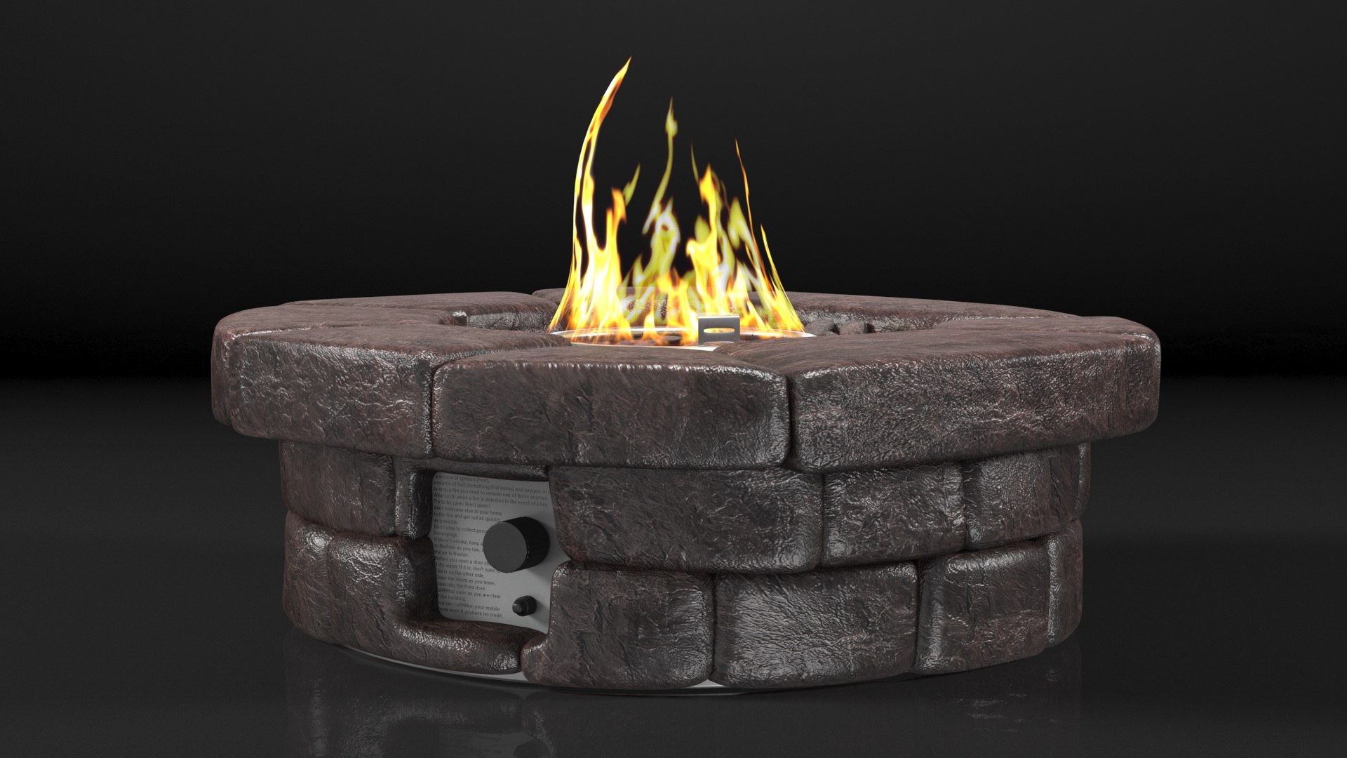 Round Stone Gas Fire Pit Table with Flame 3D model - TurboSquid 1914518