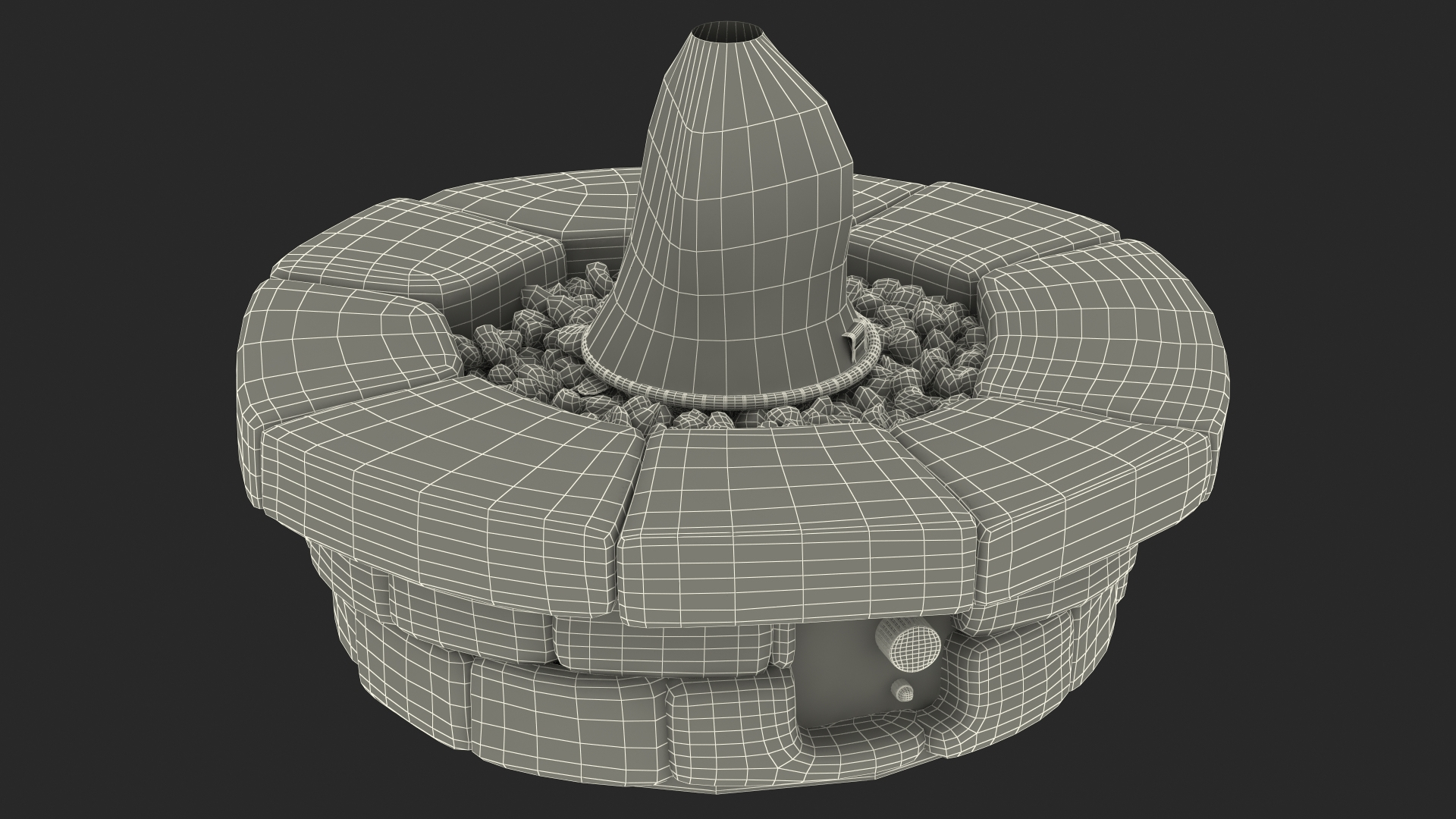 Round Stone Gas Fire Pit Table With Flame 3D Model - TurboSquid 1914518