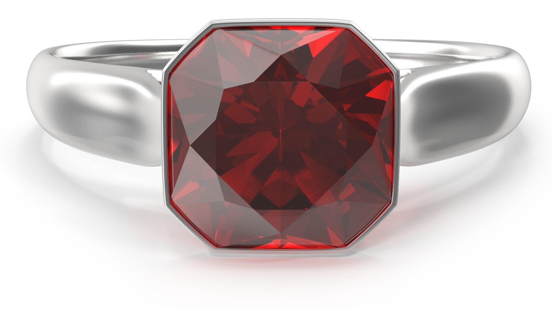 3D Asscher Cut Ruby On Silver Wedding Ring V01 - TurboSquid 1986372