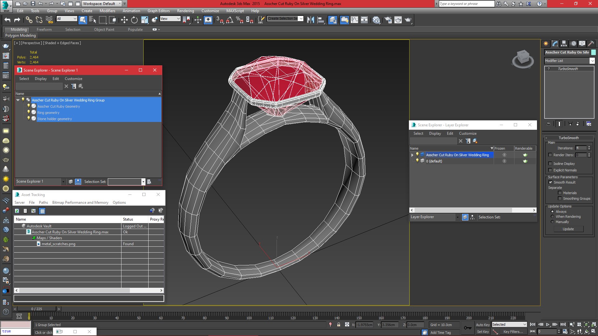 3D Asscher Cut Ruby On Silver Wedding Ring V01 - TurboSquid 1986372
