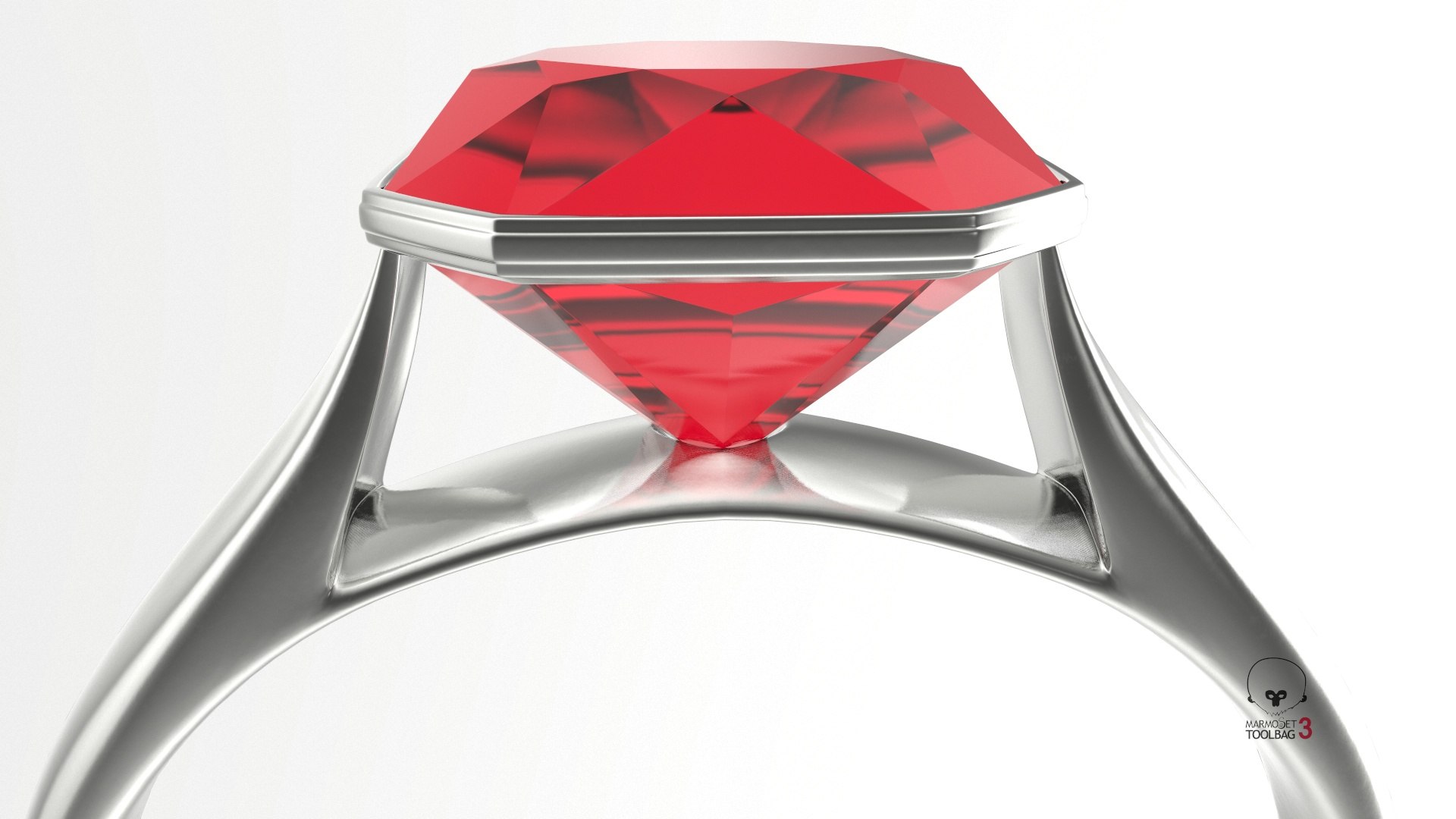 3D Asscher Cut Ruby On Silver Wedding Ring V01 - TurboSquid 1986372