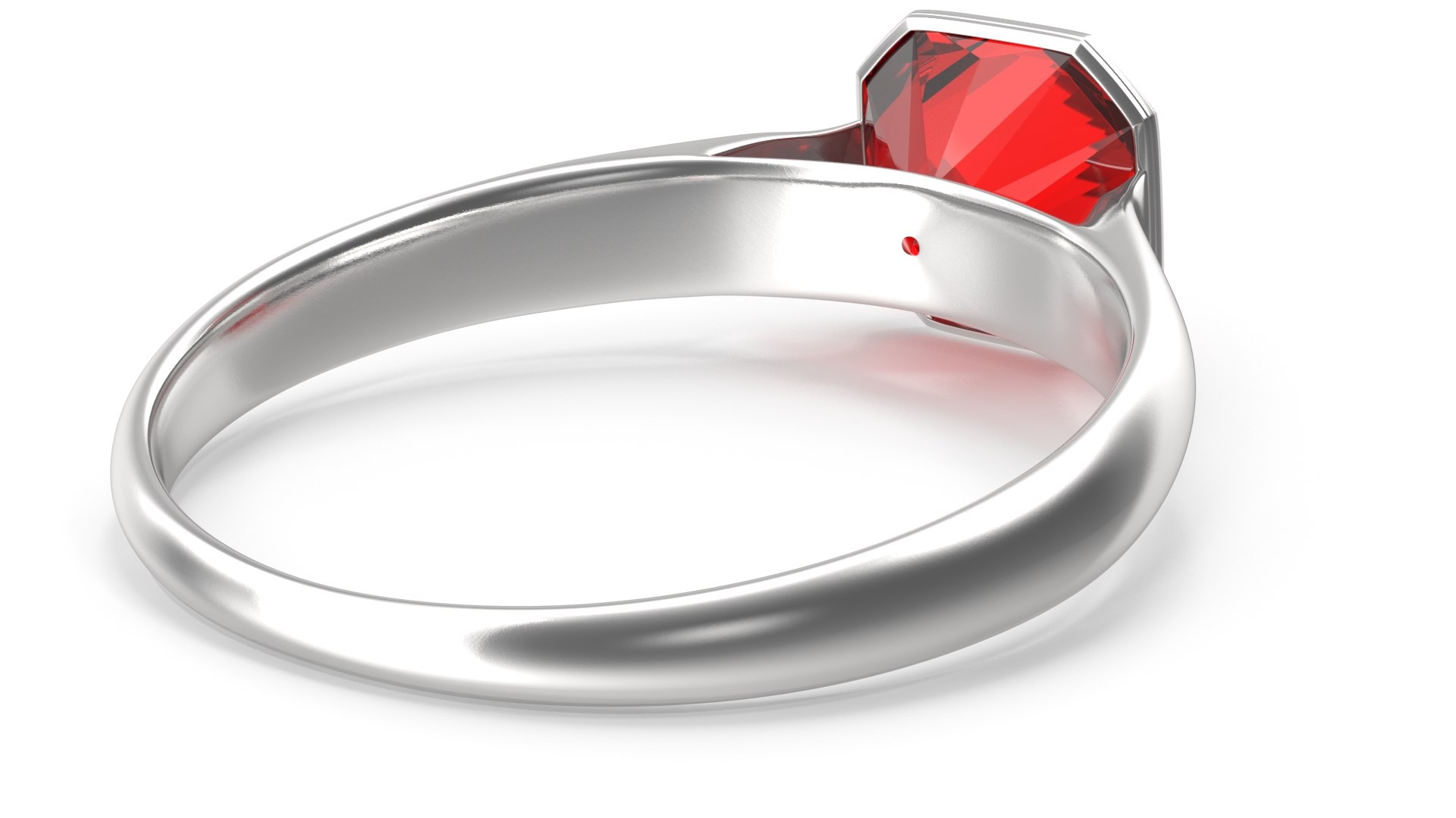 3D Asscher Cut Ruby On Silver Wedding Ring V01 - TurboSquid 1986372