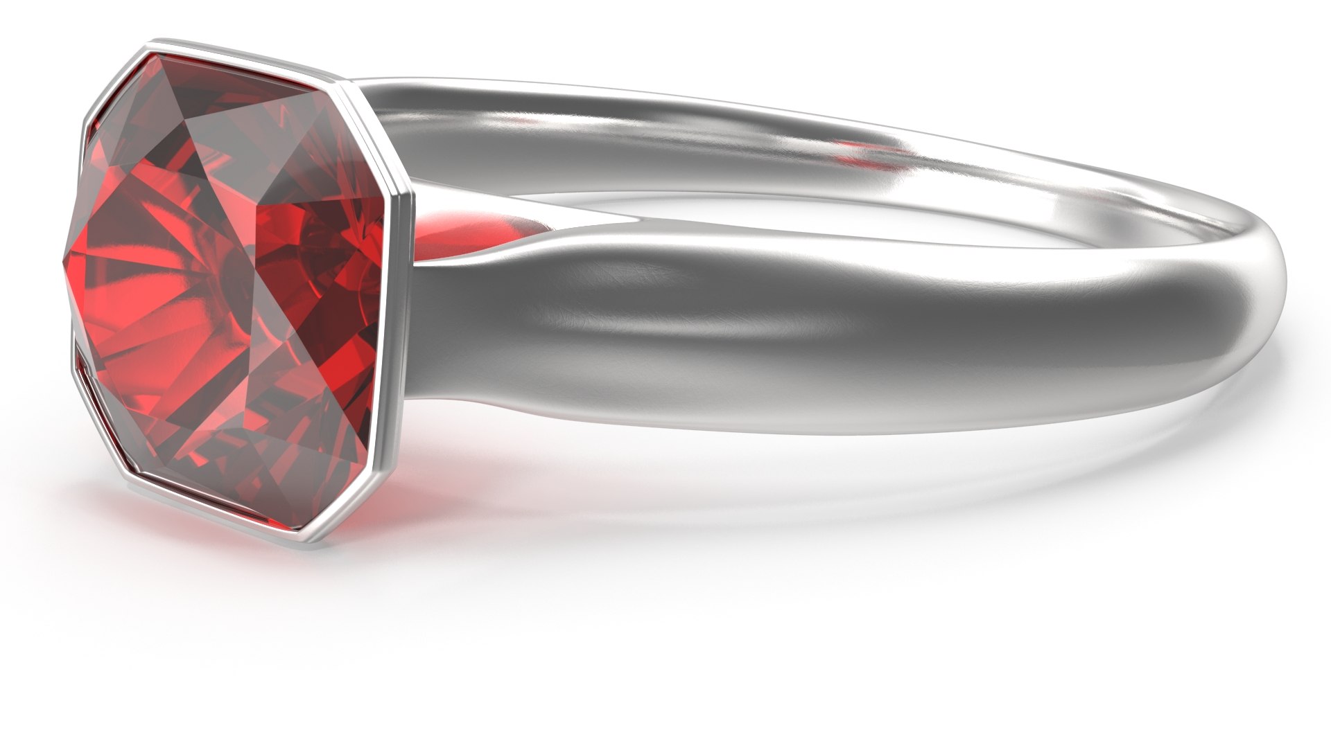 3D Asscher Cut Ruby On Silver Wedding Ring V01 - TurboSquid 1986372