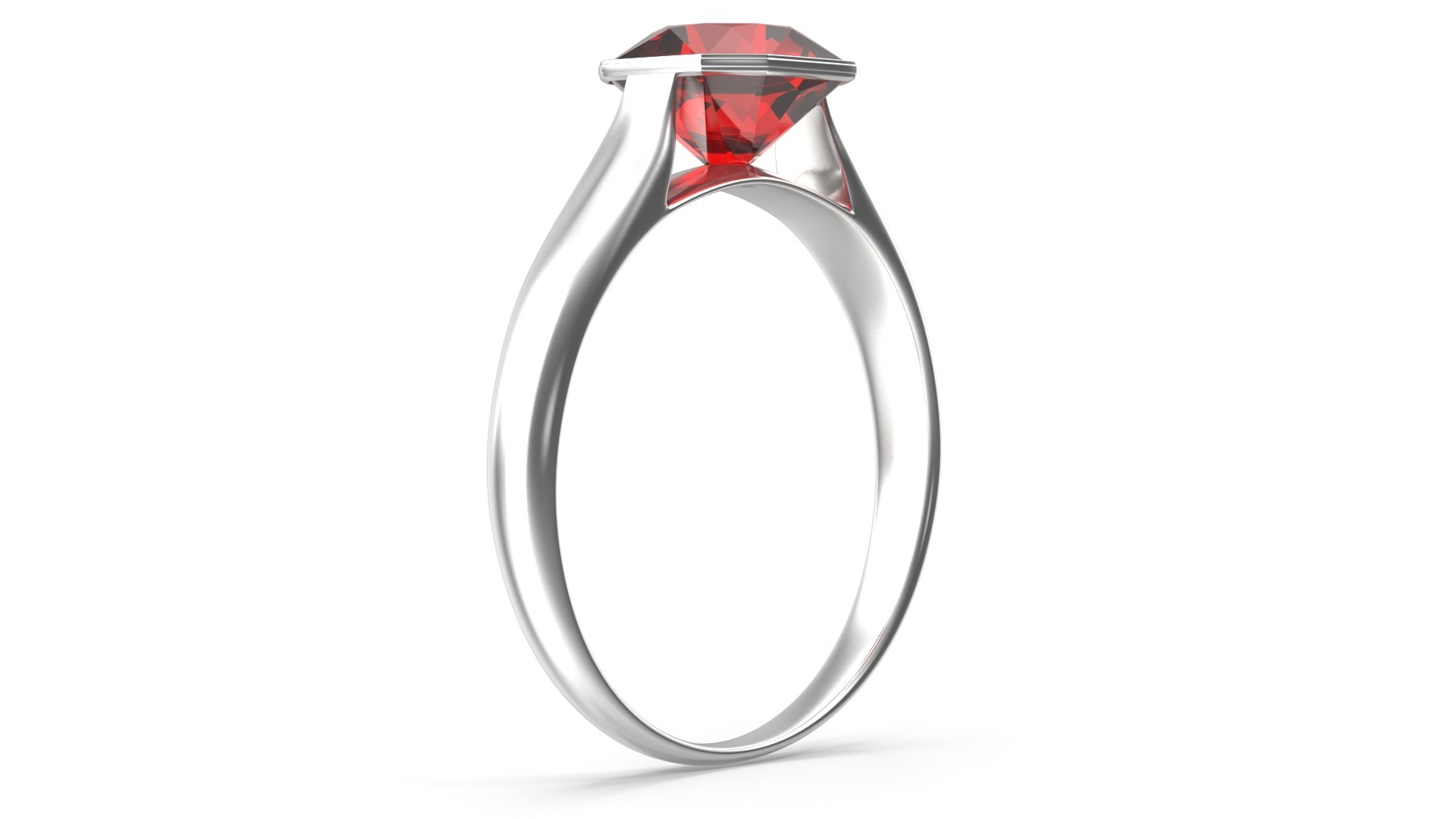 3D Asscher Cut Ruby On Silver Wedding Ring V01 - TurboSquid 1986372