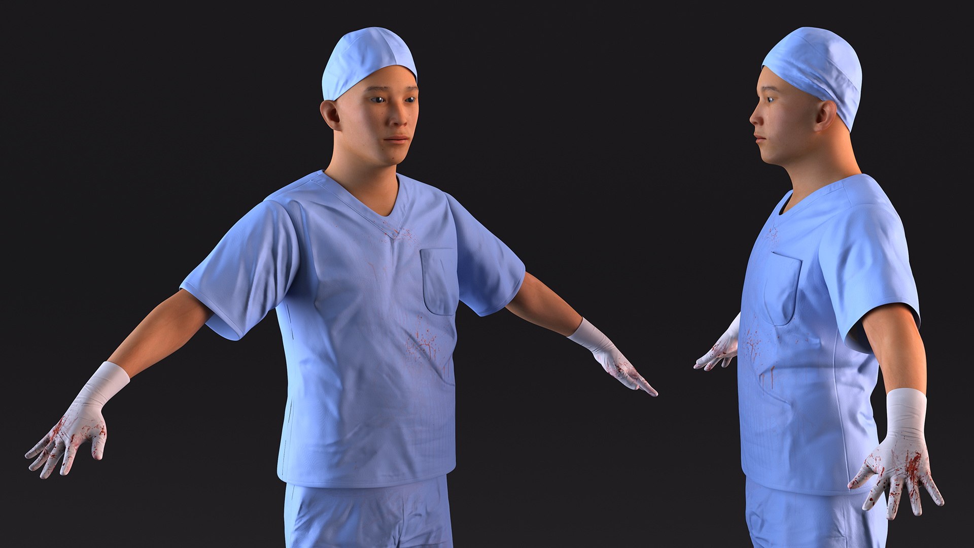 Asian Doctor Wearing Gloves Stained Blood 3D Model - TurboSquid 2139316